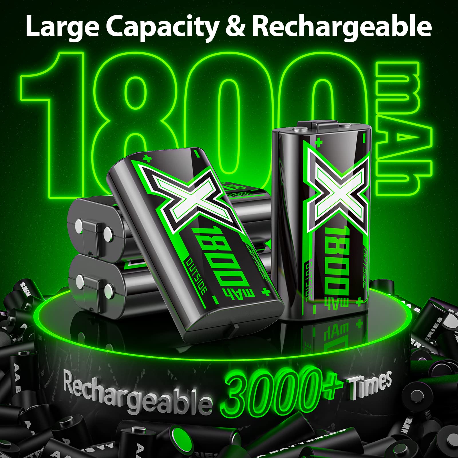 Kytok Rechargeable Battery Pack, Battery Charger Compatible with Xbox One/Series X|S/Xbox Elite Controller, 4 x 1800 mAh Controller Battery Pack Replacement for Xbox Series X|S/Xbox One Controller