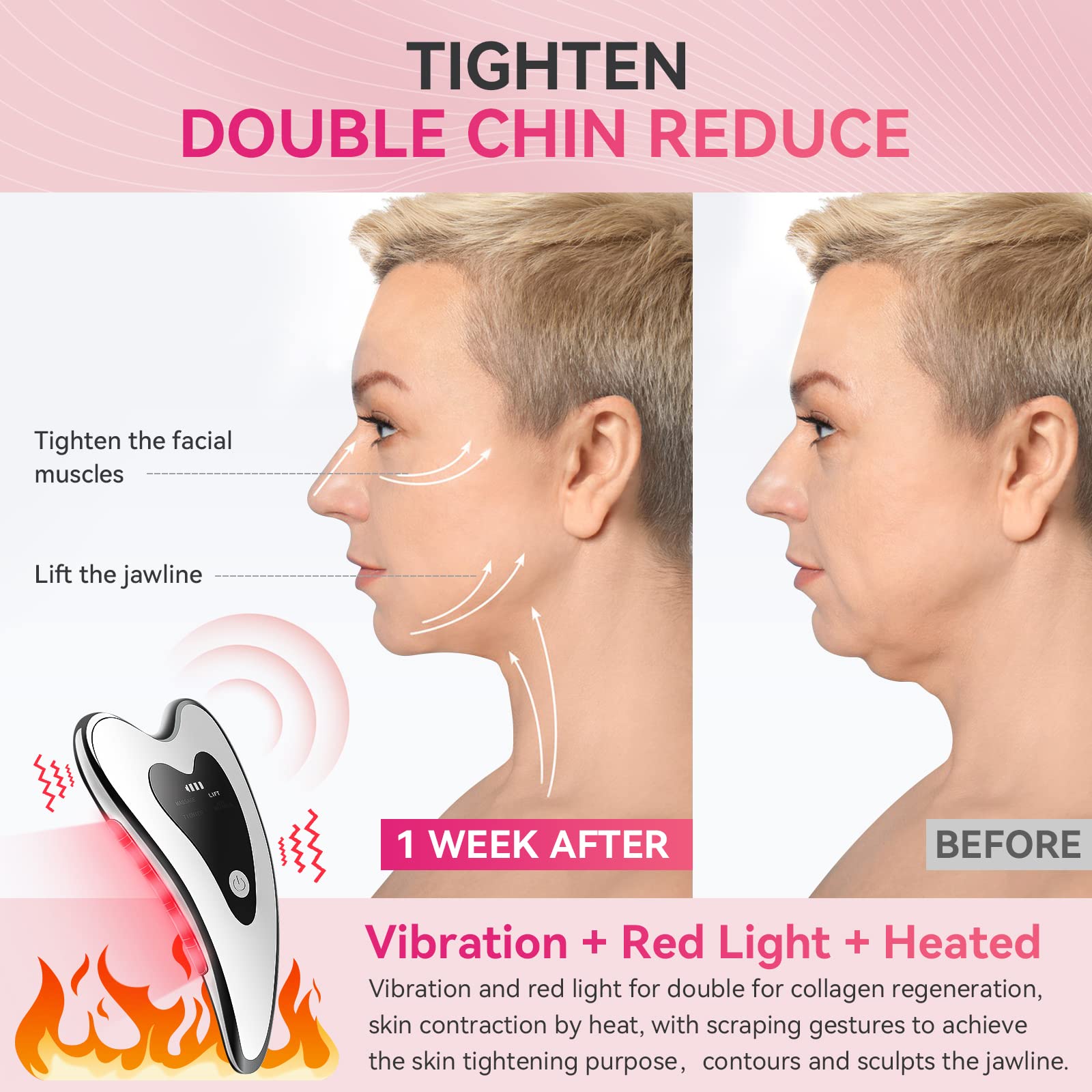 LEYOK Electric Gua Sha Facial Tools - Face Sculpting Tool/Lift Device - Heated & Vibration & Red Light Massager, Anti-Aging & Wrinkles, Puffiness, Double Chin, Tension Relief