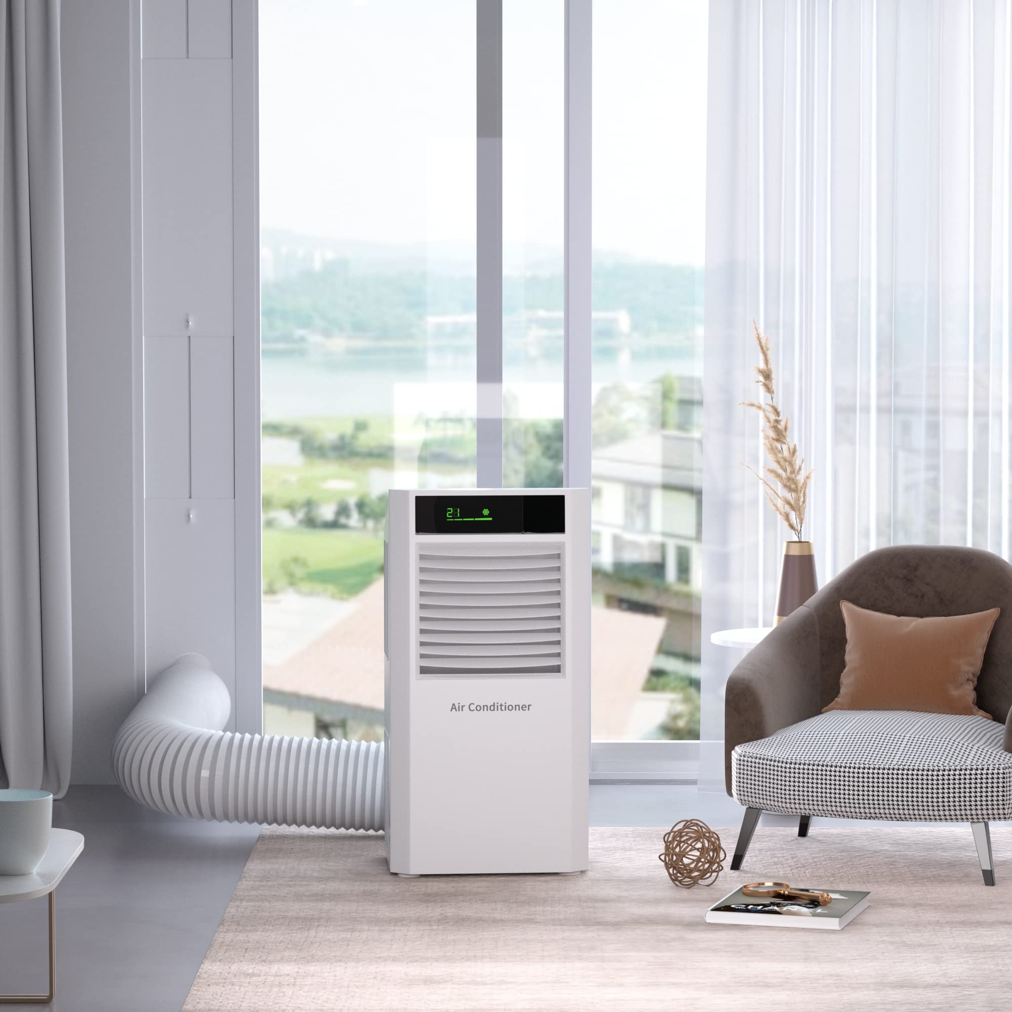 KTDRJN Portable Air Conditioner Window Kit with Coupler,Universal Window Seal Kit,Adustable AC Window Vent Kit for AC Unit, AC Window Seal Suiteable Ducting with 5.1/5.9 Inches Diameter(Plate/67cm)