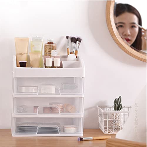 PDGJG Desktop Storage Box Cosmetics Multi-layer Drawer Type Household Dust-proof Storage Box Simple And Transparent Finishing Rack ( Color : D )