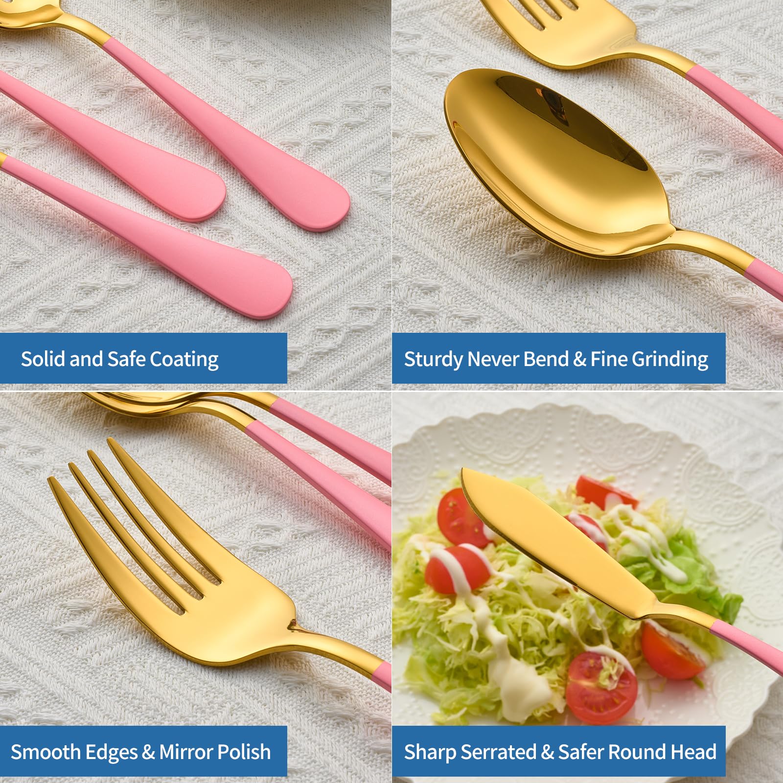 Moxinox 10-Piece Black & Gold Flatware Serving Set, 18/0 Stainless Steel Colorful Handle, Includes Serving Fork, Solid & Pierced Serving Spoon,Sugar Spoon,Butter Knife,Mirror Polished,Dishwasher Safe