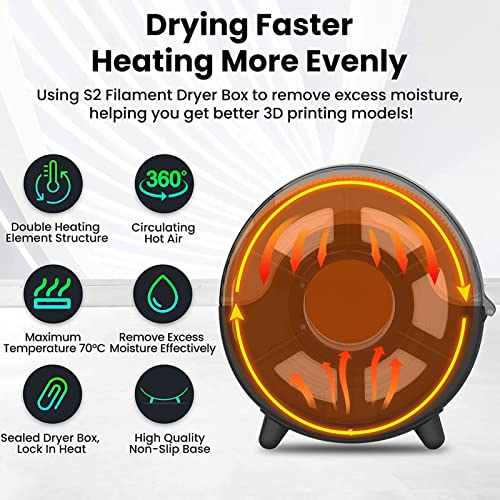 Oumefar 3D Printer Consumables Drying Box, 100β240V Adjustable Temp and Time Touch Screen Easy to Operate ABS Shell PLA Filament Dryer for Removing Moisture(JP Plug) Mechanicalcomponents