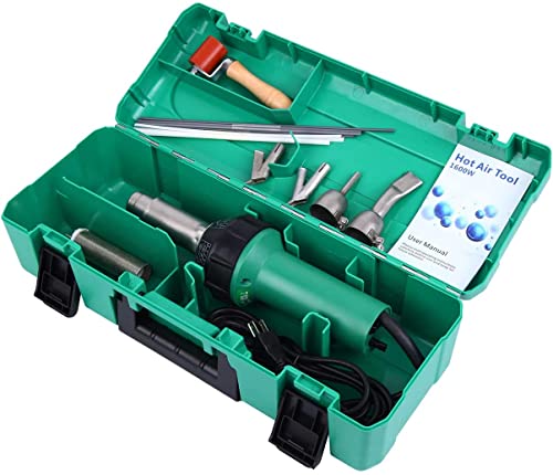 Iglobalbuy 1600W Hot Air Gas Plastic Welding Gun Welder with Speed Nozzles, Roller, Plastic Rod with Carrying Case