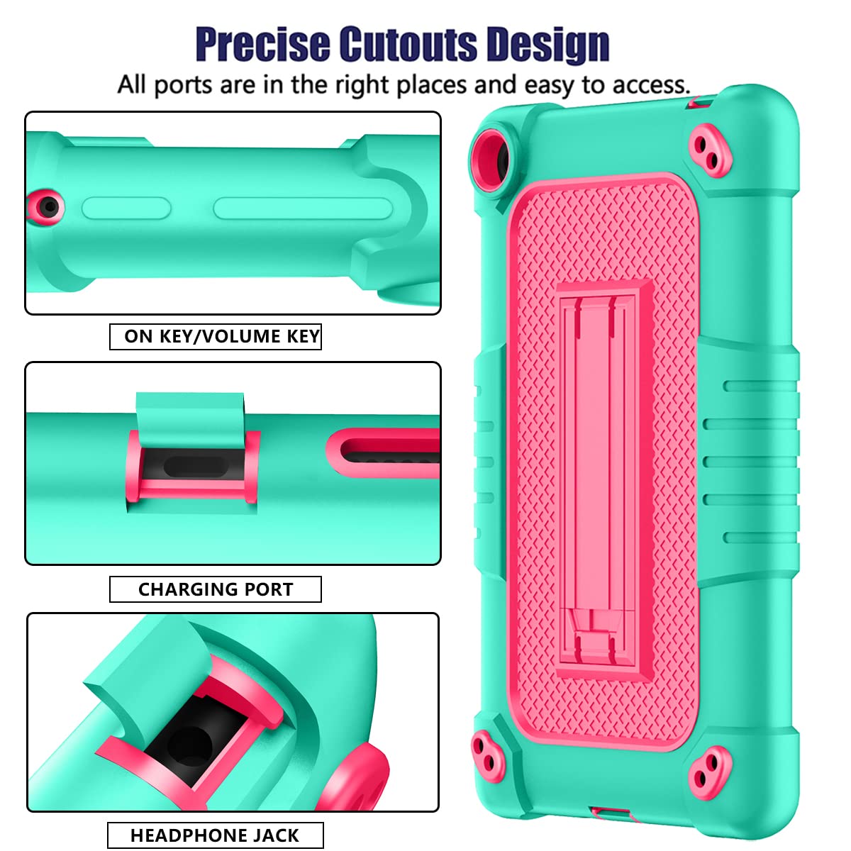 Mignova for Walmart Onn 7 2022 Model Gen 3 7 inch/for New Walmart Onn 7 3rd Gen 100071481 Tablet Case Shockproof Kids Friendly Armor Case Kickstand Shoulder Hand Strap Protective Shell (Green+Pink)