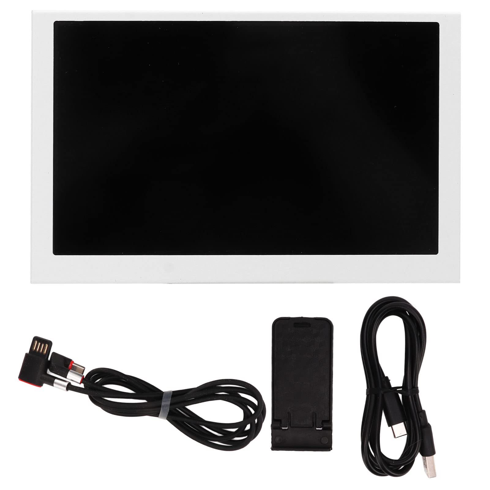 Multithemed Display Screen, Easytooperate 5-inch Monitor Set Panoramic Angle with Data Cable for ITX Chassis (White)