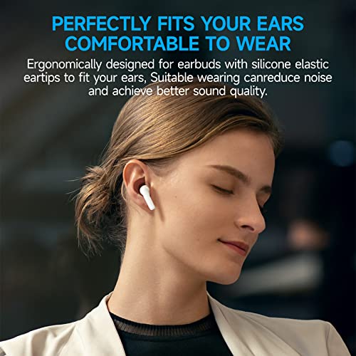 MANKIW Hybrid Active Noise Cancelling Wireless Earbuds, in Ear Bluetooth 5.3 Earbuds, ANC Earbuds,HiFi Stereo Touch Earbuds for iPhone/Android-White