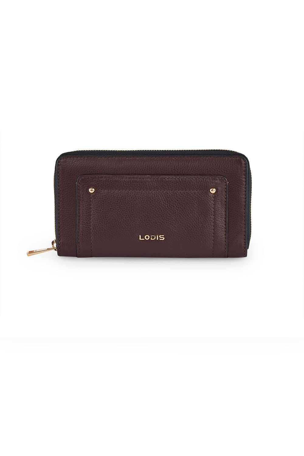 Lodis Women's Flynn Zip Around Continental Wallet, Smooth Slim Leather Wallet, Handbag, Trumble (Brick)