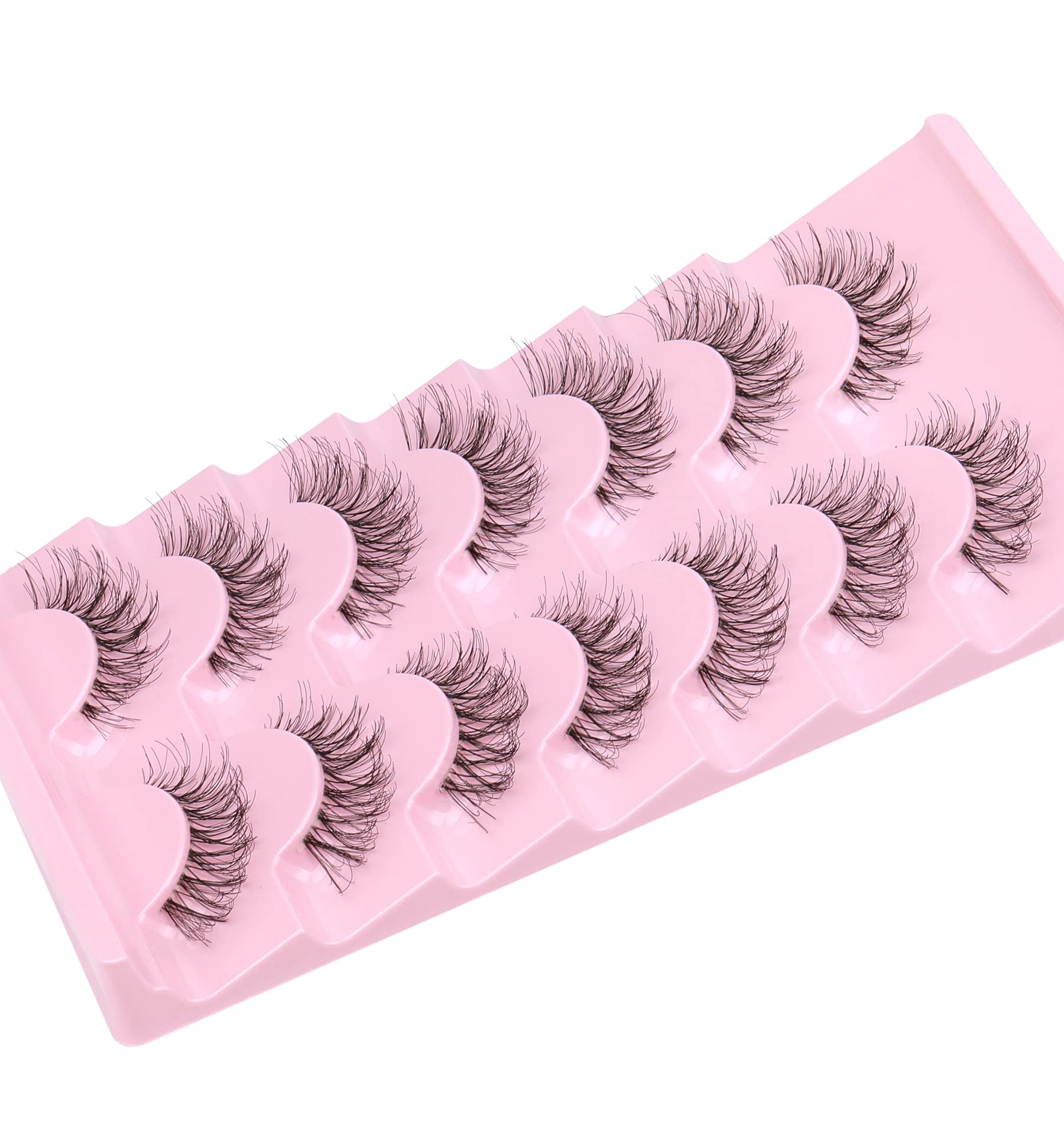 Lashes Wispy Natural Look Cat eye Fluffy Electric False Eyelashes Lvmixwig Clear Band Faux Mink EyeLashes Handmade Reusable Ruffle Silk Lashes Pack