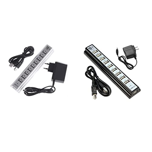 n/a Plastic Splitter Hub Cellphone Charging Cable Adaptor Charger10 Port Keyboard U-Disk Mouse USB 2.0 (Color : Black)