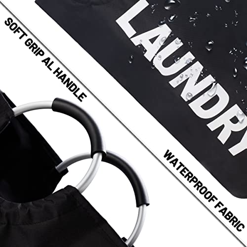Lilyfantasy 160L XXX-Super Large Laundry Baskets, Laundry Hamper with Padded Handles, Tall Laundry Basket Stand Up Well, Foldable Round Laundry Bag for Easy Storage(Black)