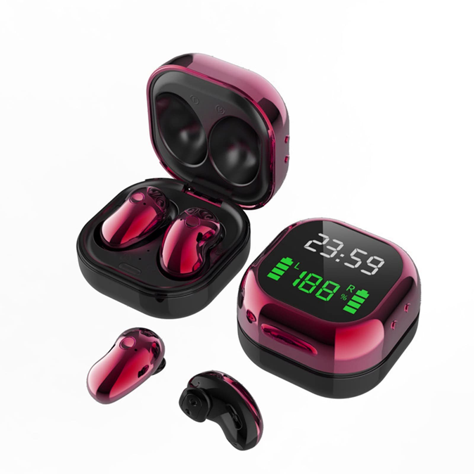 NA# Wireless Earbuds Bluetooth 5.0 Headphone - Digital Power Display T-ouch Control Stereo Sound Bluetooth Earbuds with Charging Case - in-Ear Stereo Headphones for Sport Work Office Outdoor (Wine)