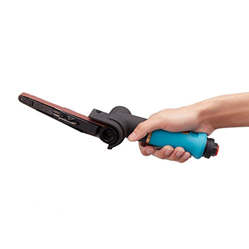 Minimprover Pneumatic Tool Air Belt Sander,1/4" Air Inlet,Air Belt Sander (3/8" x 13") with 12pc Belts (#40,#60,80#,120#),3/8" Air Belt Grinder For Aluminium, Iron, Steel And Etc. Metal Polishing
