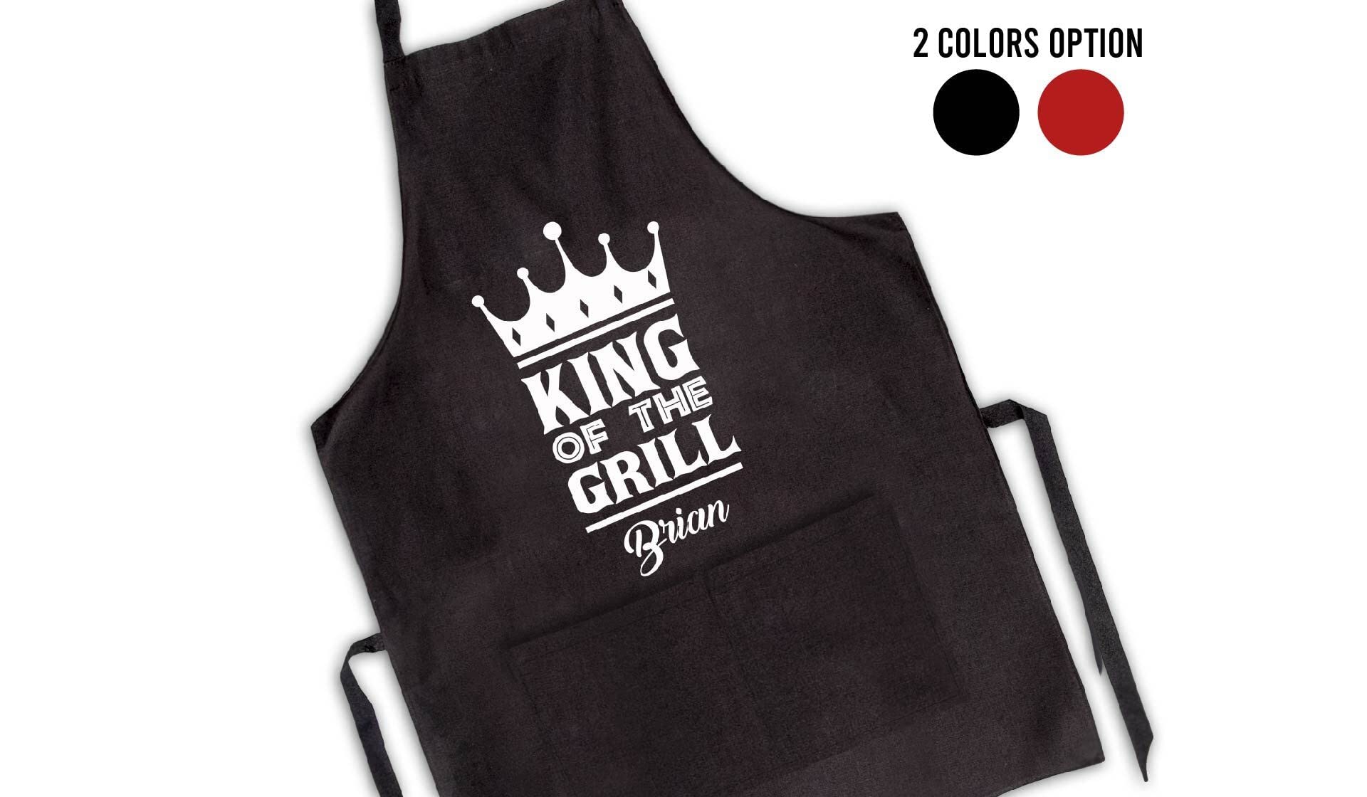 King of The Grill Cutting Board Gift for Father, Birthday Gift for Dad, Personalized Cutting Board Gift for Husband, Dad's Birthday Gifts, Anniversary, With Apron and Display Stand