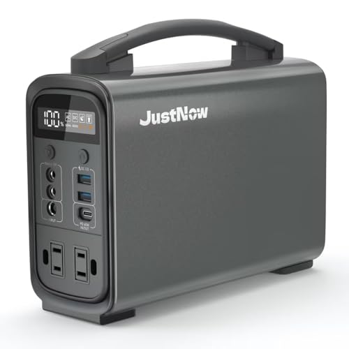 JustNow Portable Power Station 280W LiFePO4 Battery 60000mAh/192Wh Backup Battery AC/DC/Type-C/USB Outlets LED Flashlight Generator for CPAP Outdoor Camping Home Emergency