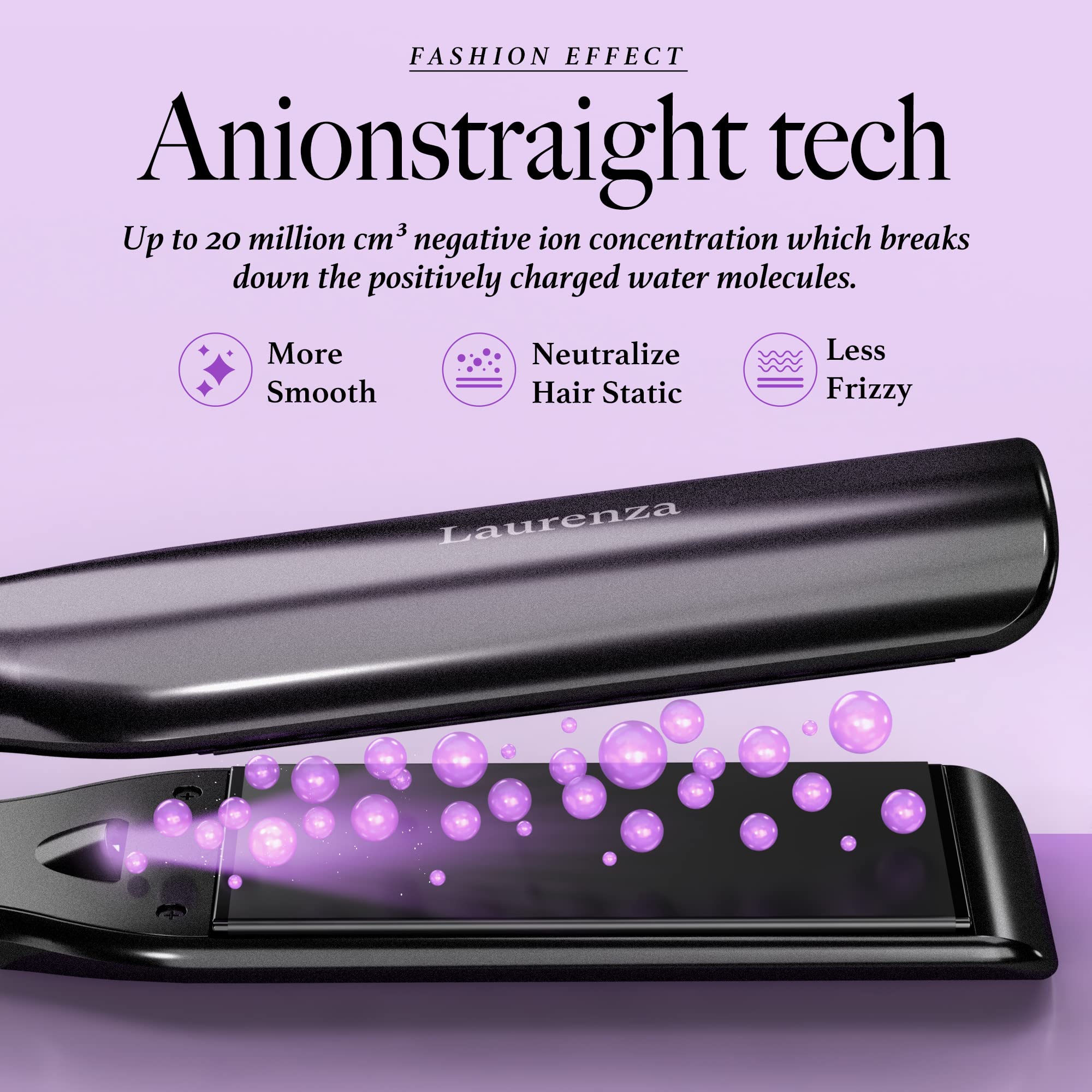 Milano by Laurenza Hair Straightener and Curler 2 in 1, SuperMax Design 8.5 Inch² Extra-Large 3D Floating Ceramic Flat Iron, Dual Voltage Straightening Irons with 20 Million cm³ Anion Outlet (Black)