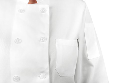 KNG 3/4 Sleeve White Chef Coat for Women - Ladies Fitted Chefs Jacket - M