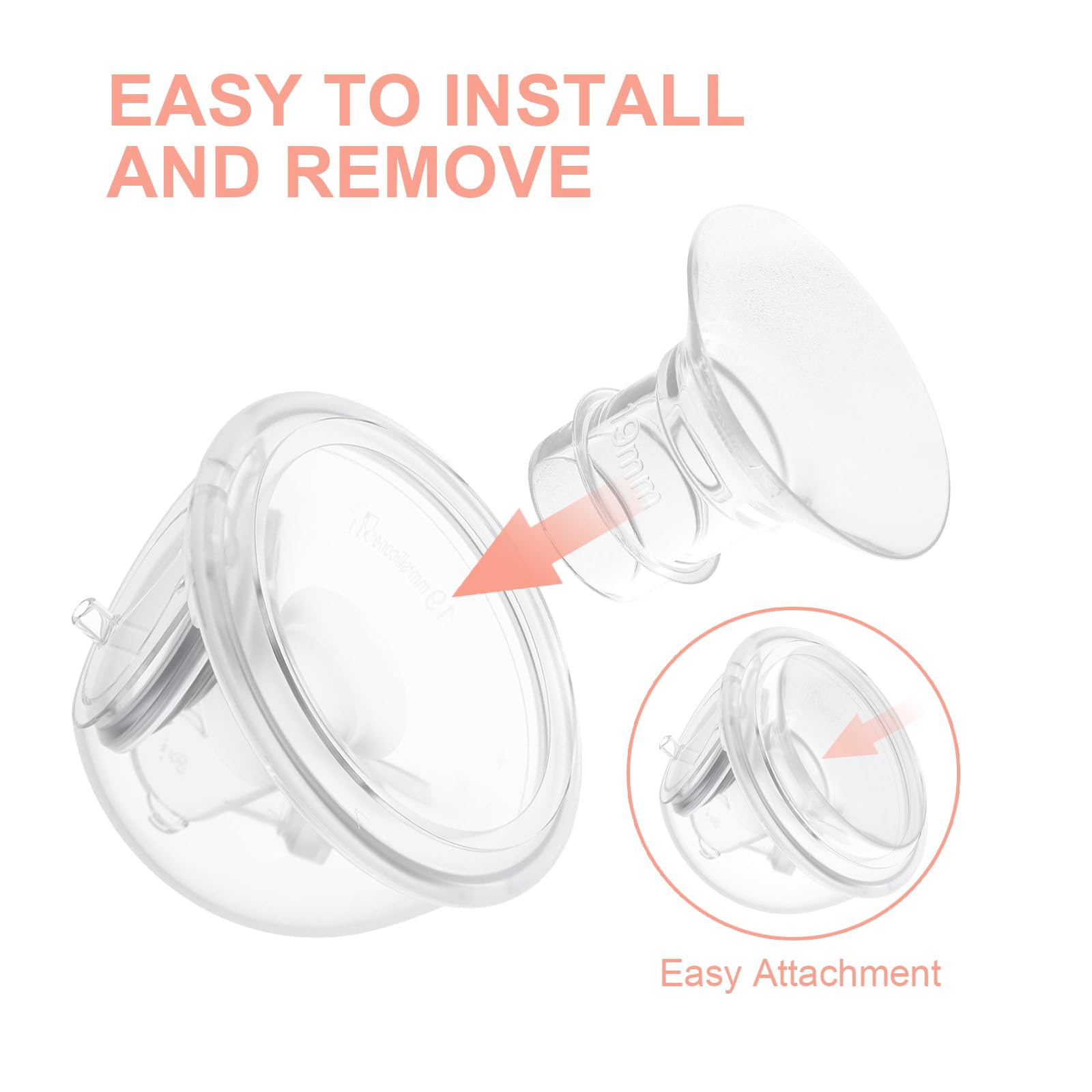 Mayyatt Flange Inserts 21mm Pump Parts, 2 Silicone Inserts Fit 24MM Flange S9 S10 S12 / s9 Pro s12 Pro Wearable Breast Pump Milk Collector Accessories Replacement