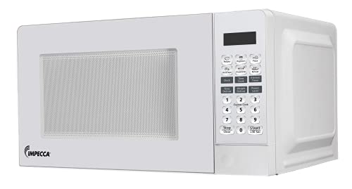 Impecca CM-0772W Countertop Microwave Oven w/ 10 Power Levels, Child Lock, LED Lighting, 700Watt & 0.7 Cu. Ft., Convenient Cooking Controls and Touch Pad Panel, White Color