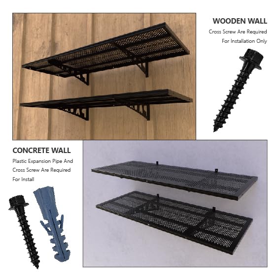 PAOKE New Type Garage Wall Shelving, Sturdy Heavy Duty Floating Shelves, 4 Pack Weighs up to 1000 lbs, Great Option for Saving Space in The Garage (2x3ft Black 4Pack)