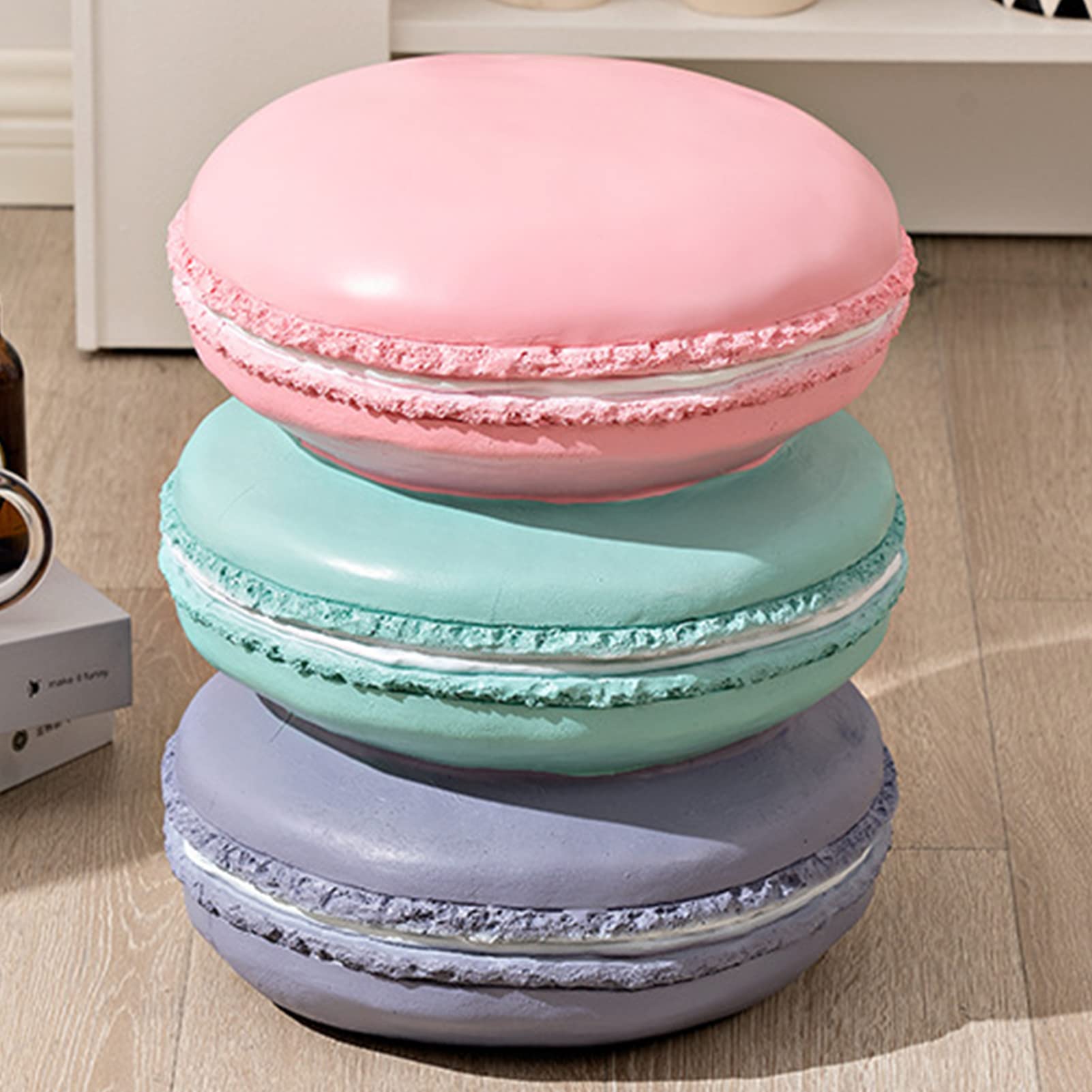 Miokycl Simulated Food Stool Soft Retro Fun Ingenious Decorative Low Food Shoe Changing Stool for Home (Sweetheart Cookie)