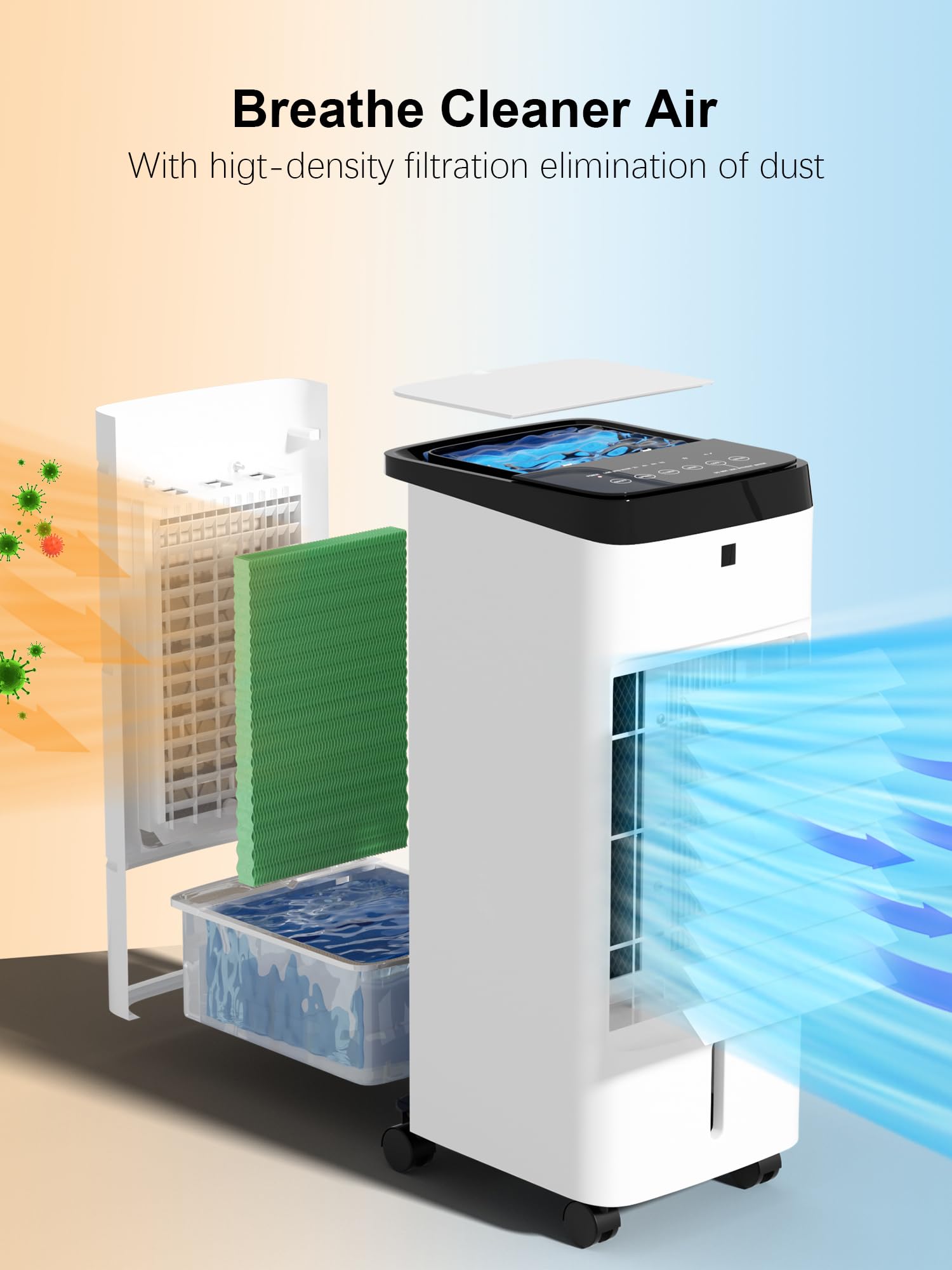 Landeagle Portable Air Conditioners,3-IN-1 Swamp Cooler with Remote,22"Windowless Portable AC Unit with 3 Modes&Speeds,12H Timer,6 Ice Packs,Small Evaporative Air Cooler for Room Office Bedroom Indoor