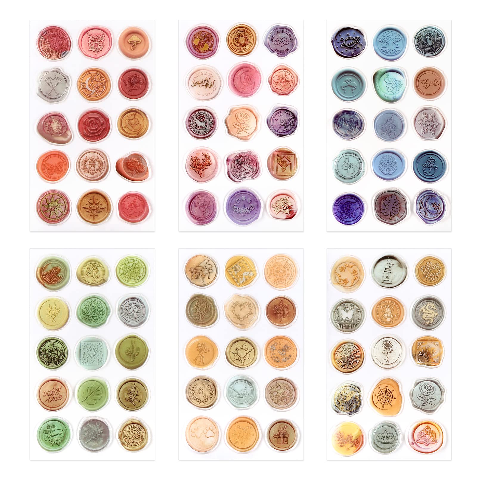 Naler Envelope Seals Stickers Adhesive Seal Stickers Epoxy Wax Looking Seal Stickers for Envelope Scrapbooking Bridal Shower Wedding Invitation, 6 Sheets
