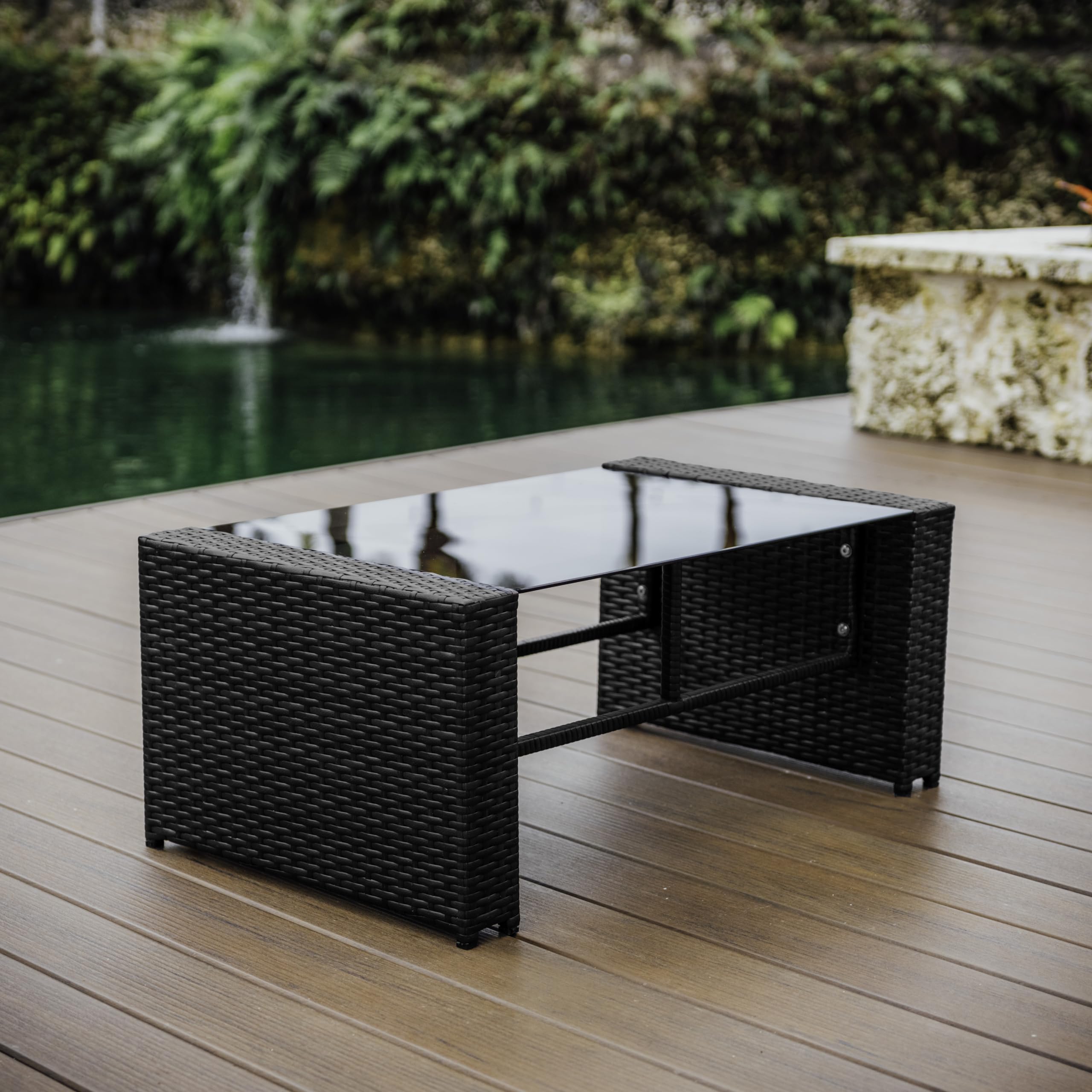 Nestl Wicker Outdoor Furniture Set - 4 Piece Patio Set (Grey/Navy)