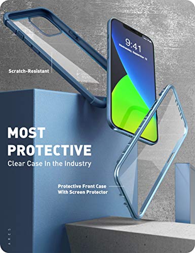 i-Blason Ares Case for iPhone 12 Pro Max 6.7 inch (2020 Release), Dual Layer Rugged Clear Bumper Case with Built-in Screen Protector (Blue)