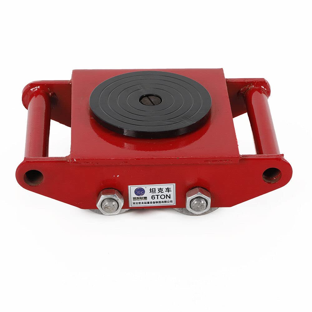Machine Skates, 6T Machinery Skate Dolly 13200lbs Machinery Moving Skate, Machinery Mover Skate w/ 360° Rotation Cap and 4 Rollers, Heavy Duty Industrial Moving Equipment (Red)
