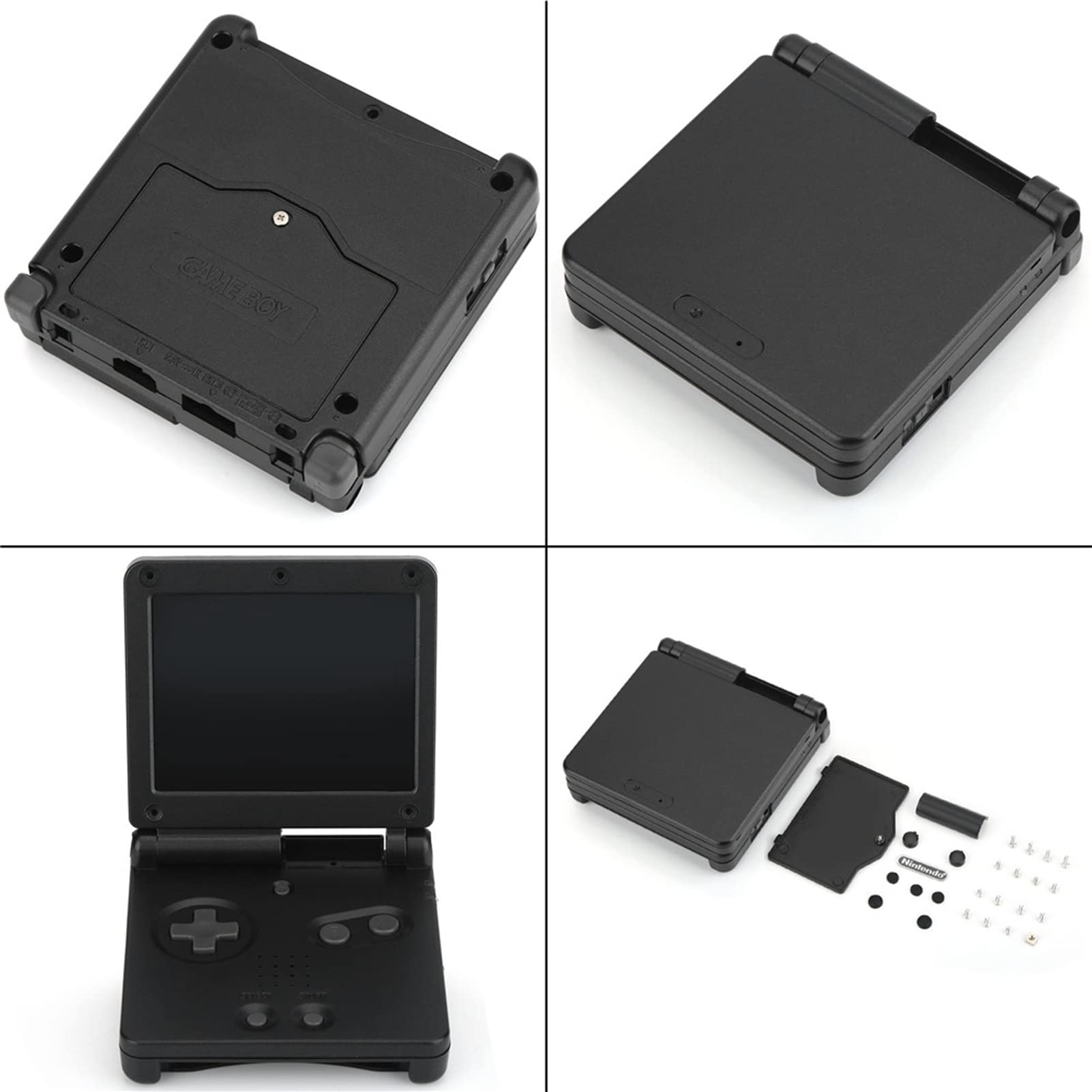 KOSDFOGE Compatible with Nintendo Game Boy Advance GBA SP Protective ABS Case Cover Repair Parts Kit(Black)
