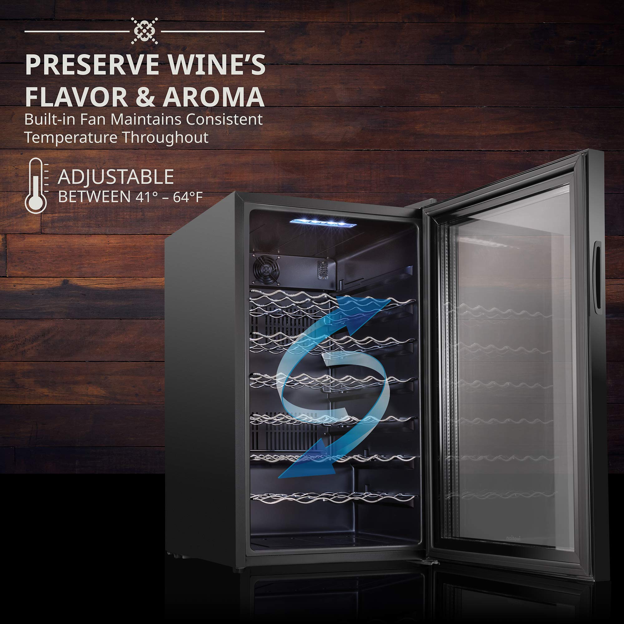 Ivation 51 Bottle Compressor Wine Cooler Refrigerator w/Lock | Large Freestanding Wine Cellar For Red, White, Champagne or Sparkling Wine | 41f-64f Digital Temperature Control Fridge Glass Door Black