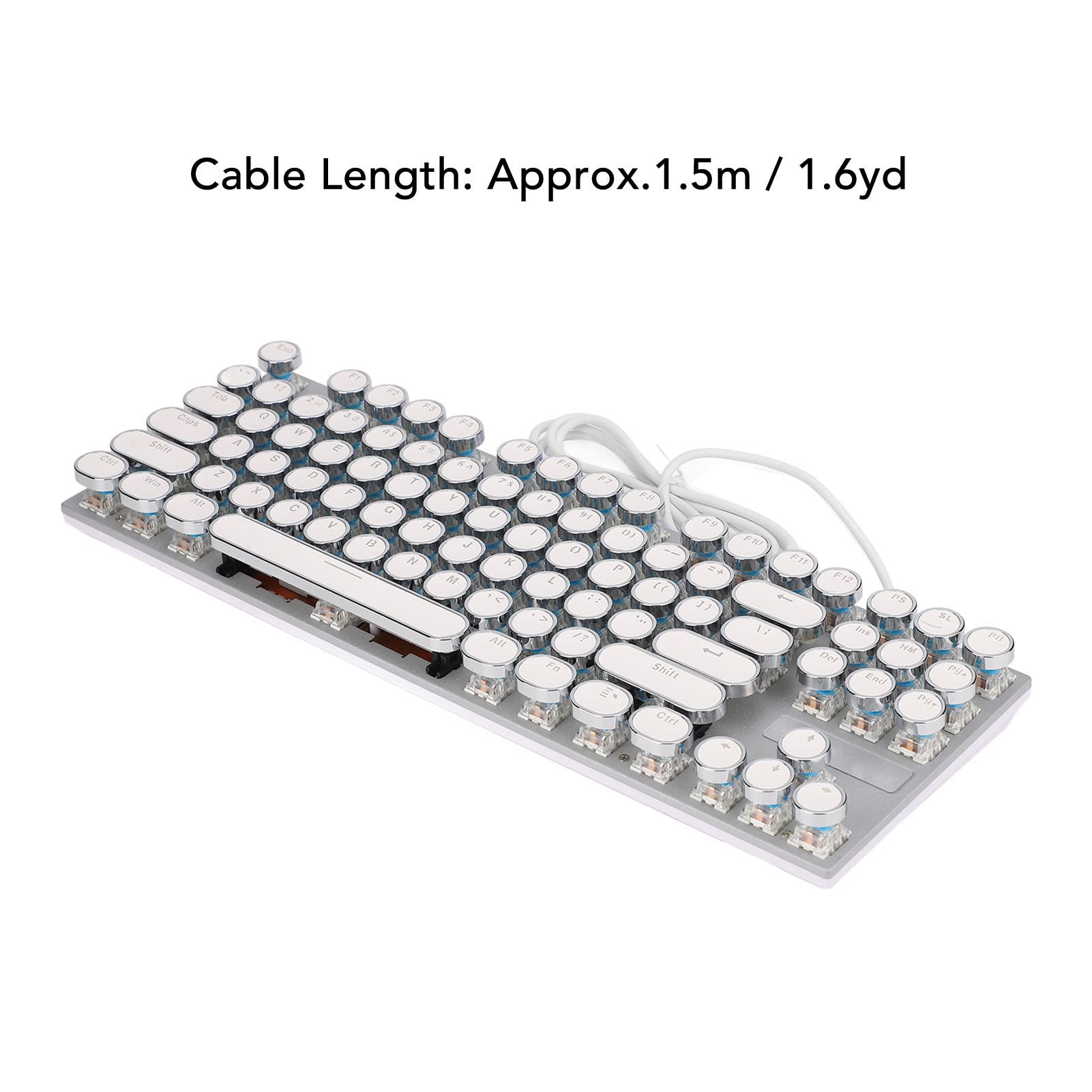Mechanical Gaming Keyboard, 26 RGB Gaming Keyboard, 87 Keys Color Light Blue Switch USB Wired Keyboard, Waterproof Color Matching for PC(White Electroplating Punk)