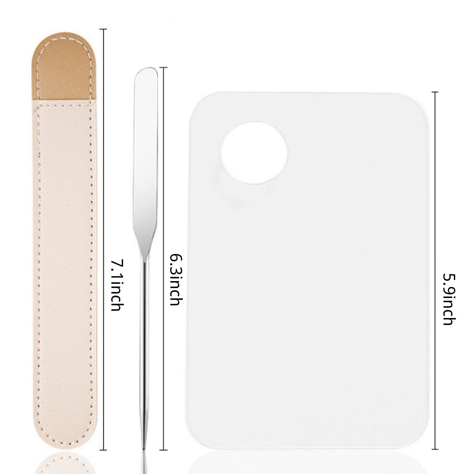 Makeup Spatula Korean,Foundation Spatula, Stainless Steel Makeup Spatula Mixing Palette Set,Ergonomic Manicure Stirring Tool Makeup Artist Tool Set(Leather Case+Palette)