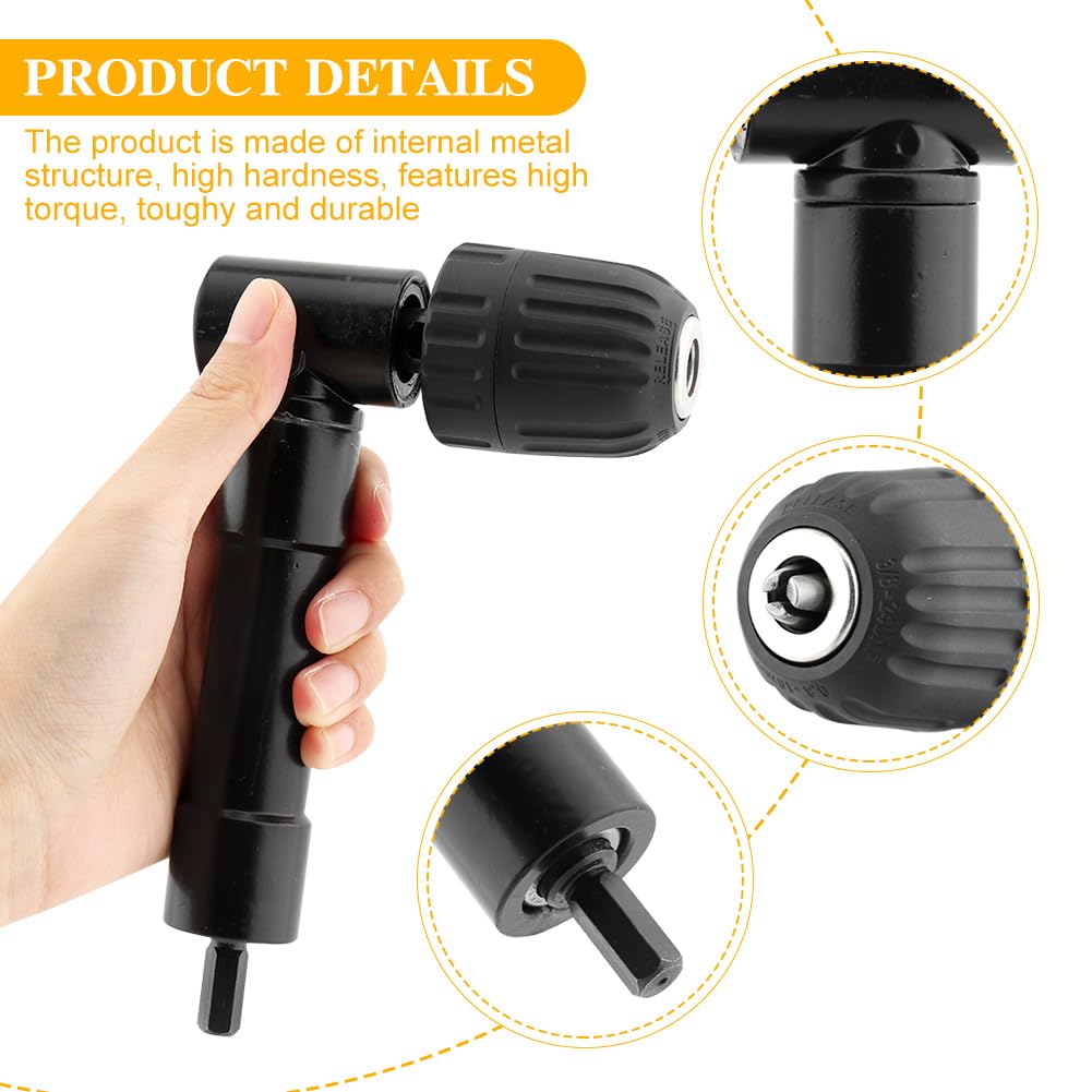 Right Angle Drill Attachment With 4 Bits, 0.8-10mm Right Angle Bend Extension Keyless Drill Chuck Converter Adapter for Tight Corner Workspace