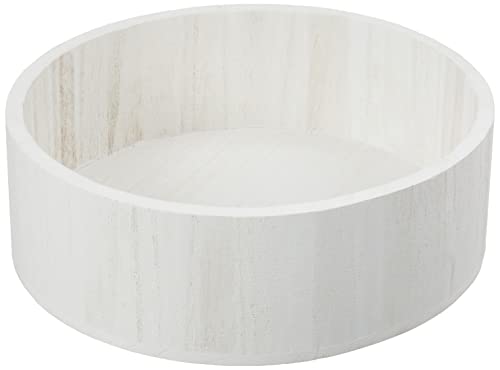 iDesign Renewable Paulownia Wood Collection Tall Turntable Organizer, 10.5" x 4" x 10.5", White Wash