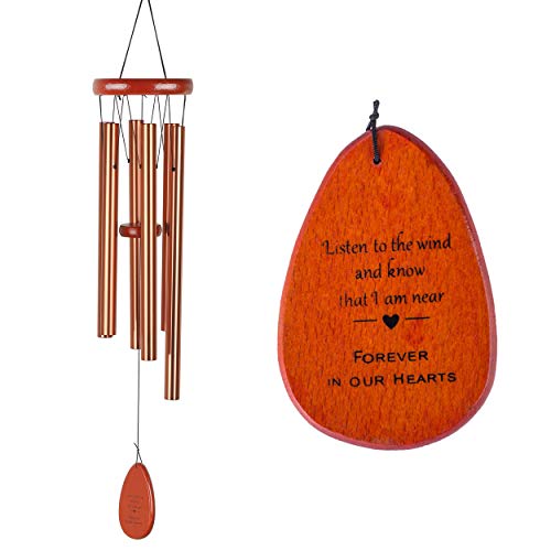 Memorial Wind Chimes Personalized Outdoor Sympathy Wind Chimes Gift Keepsake for Deceased Loved Aluminum Tubes Wooden Wind Bell for Garden/Patio Deco (Listen to The Wind)