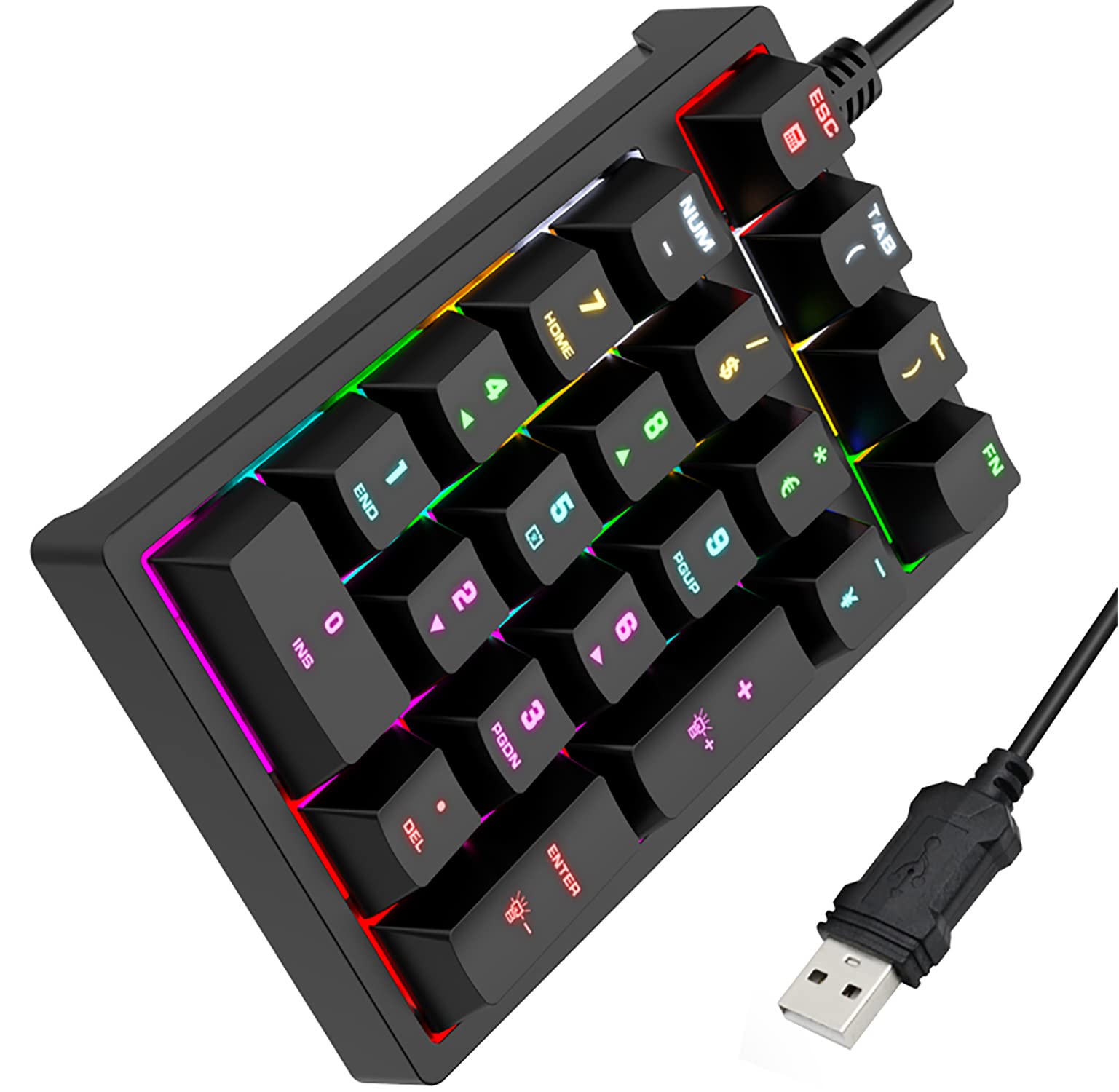 Mechanical USB Wired Numeric Keypad,Number Pad with Blue LED Backlit 21 Key Numpad for Laptop Desktop Computer PC Black (Blue switches)