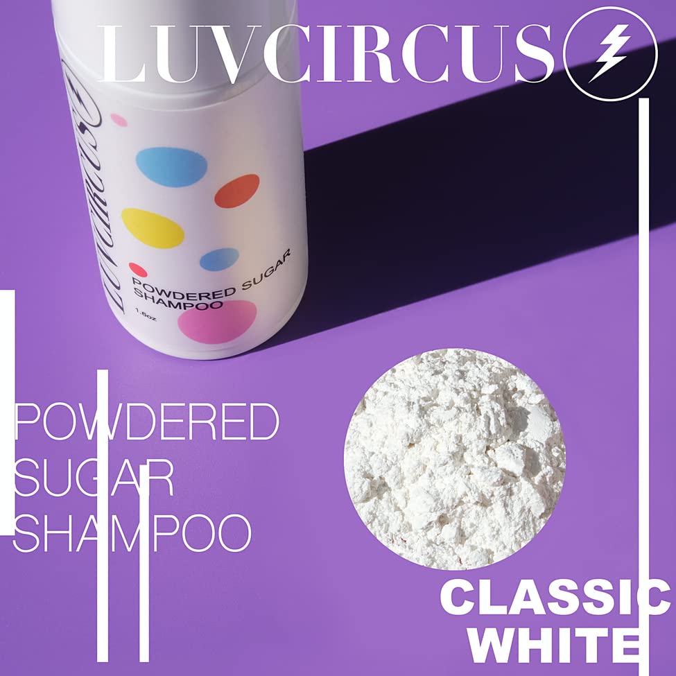 LUVCIRCUS-Powdered Sugar Shampoo- is a clean natural dry shampoo that absorbs excess oil from your hair while adding a touch of texture and volume. Non-aerosol, environmentally-friendly pump dispenser