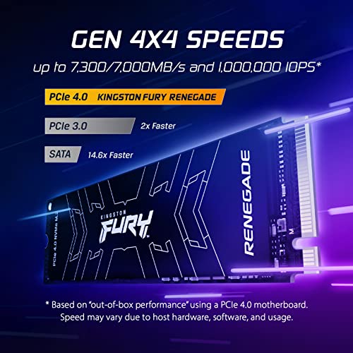 Kingston FURY Renegade 1TB PCIe Gen 4.0 NVMe M.2 Internal Gaming SSD | Up to 7300 MB/s | Graphene Heat Spreader | 3D TLC NAND | Works with PS5 | SFYRS/1000G, Solid State Drive