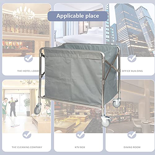 MYOYAY Laundry Sorter Cart with Wheels Collapsible Laundry Hamper Basket Trolley Foldable Commercial Rolling Laundry Cart with Steel Frame and Waterproof Lining for Home/Hotel/Hospital