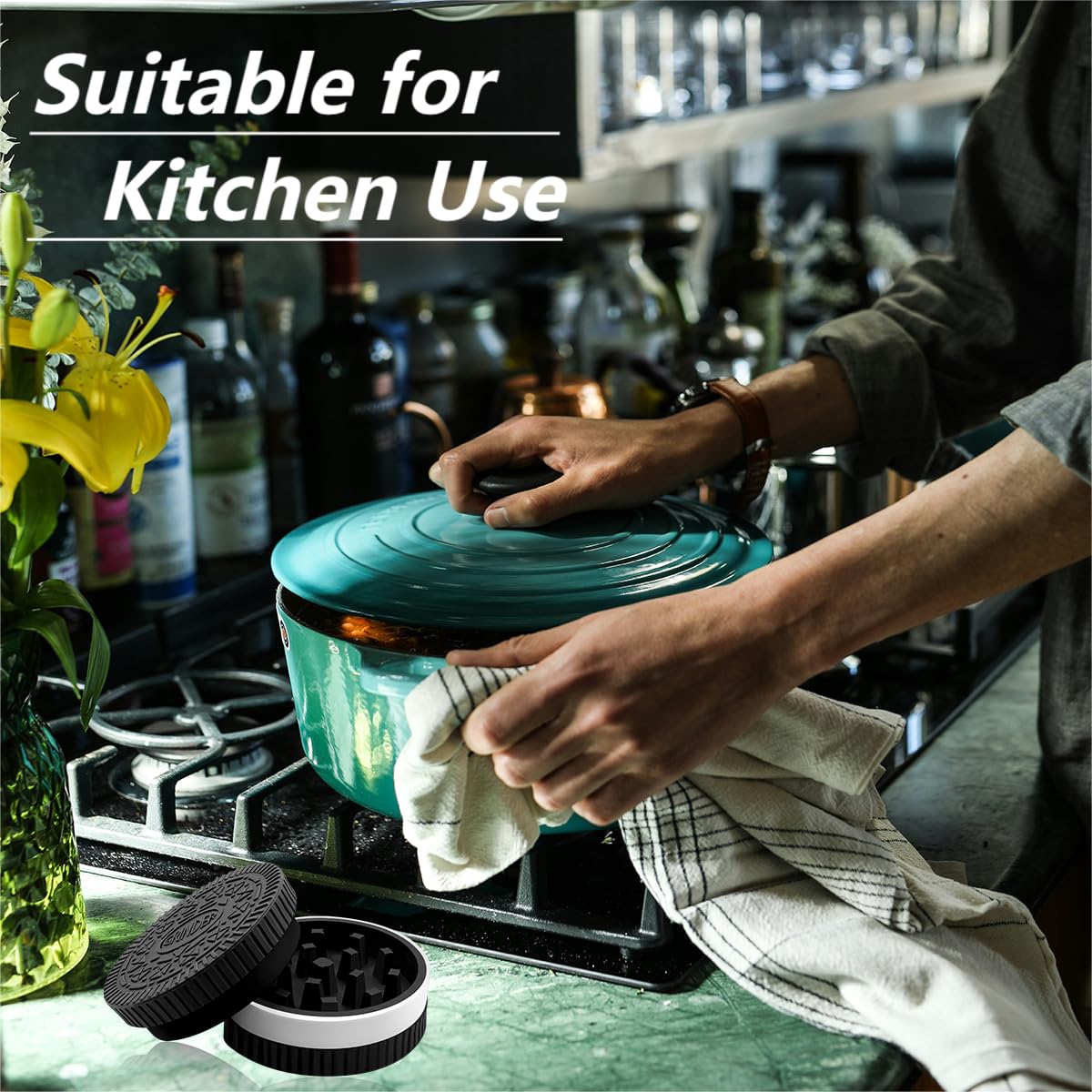 OWLSTEM Grinder,2.2 Inch, Biscuit Shape Design Grinder(2 Pack, Black)