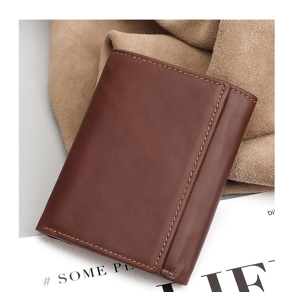 LUYILA Men's Wallet Fashion Short Men's Wallet Tri-fold Men's Wallet Buckle with 2 ID Window