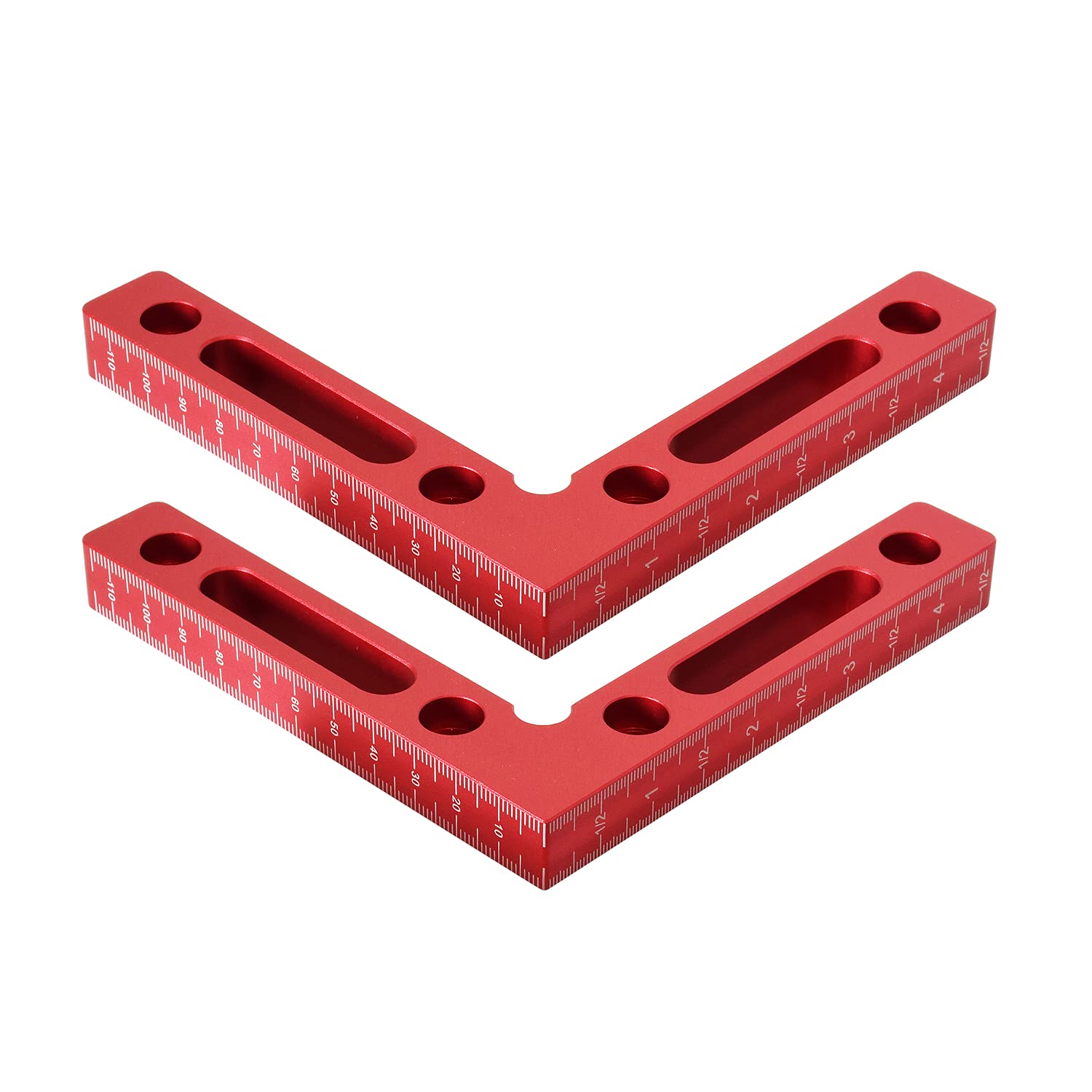 Mocoum Aluminium Alloy 90 Degree Positioning Squares 4.7" x 4.7"(12x12cm) Right Angle Clamps Woodworking Carpenter Tool Corner Clamping Square for Picture Frame Box Cabinets Drawers