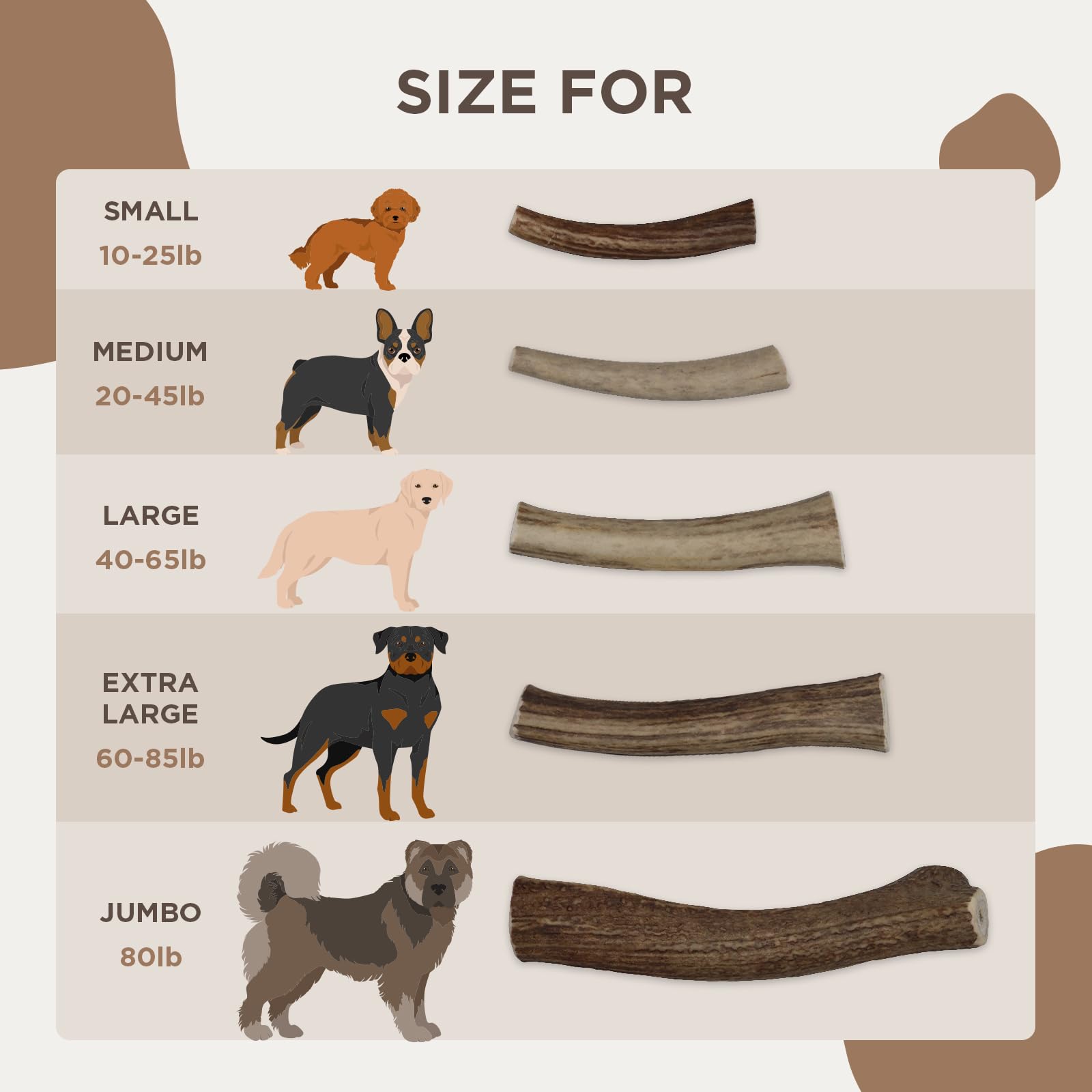 Premium Deer Antlers for Dogs β Natural Dental Chew for Aggressive Chewers β Long-Lasting Antler Chews, Odor-Free, Mess-Free, 1 Count (Medium)
