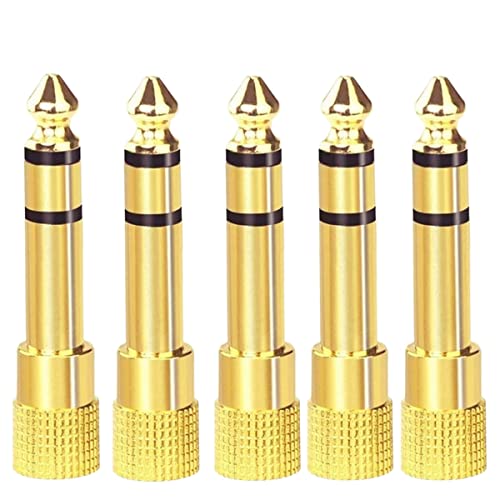 Sam&Johnny Stereo Audio Jack Adapter 6.35mm (1/4 inch) Male to 3.5mm (1/8 inch) Female TRS Audio Adapter for Aux Adapter, Guitar, Headphones, Amplifier(5-Pack)