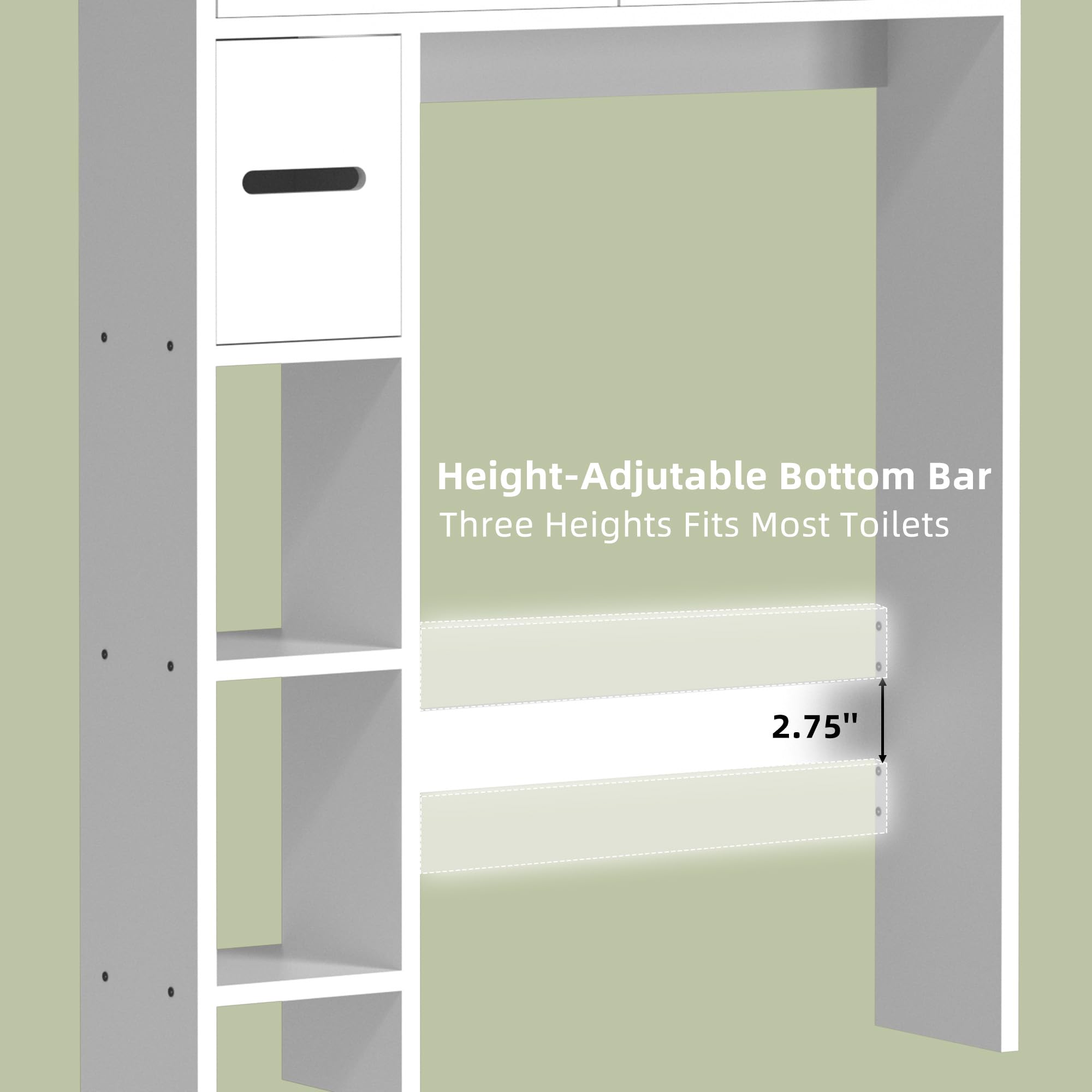 MU Over The Toilet Storage Cabinet with Side Shelves, Bathroom Storage Organizer, Space-Saving Toilet Storage Rack for Bathroom, Laundry (Farmhouse)