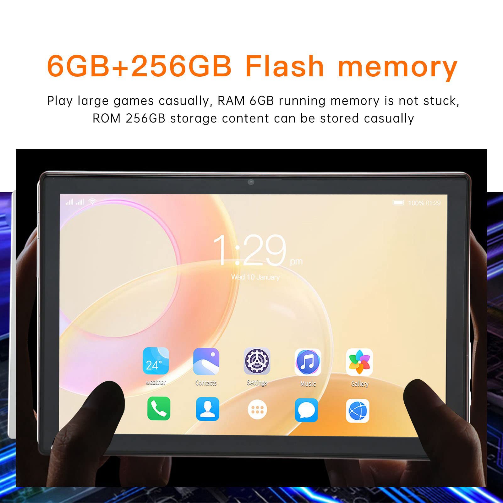 Naroote 10 Inch Tablet, Octa Core CPU White Office Tablet for Business (US Plug)