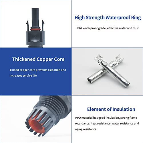 JMELEHW 20PCS Solar Connectors, Male/Female IP67 Waterproof Solar Panel Connectors (10 Pairs)
