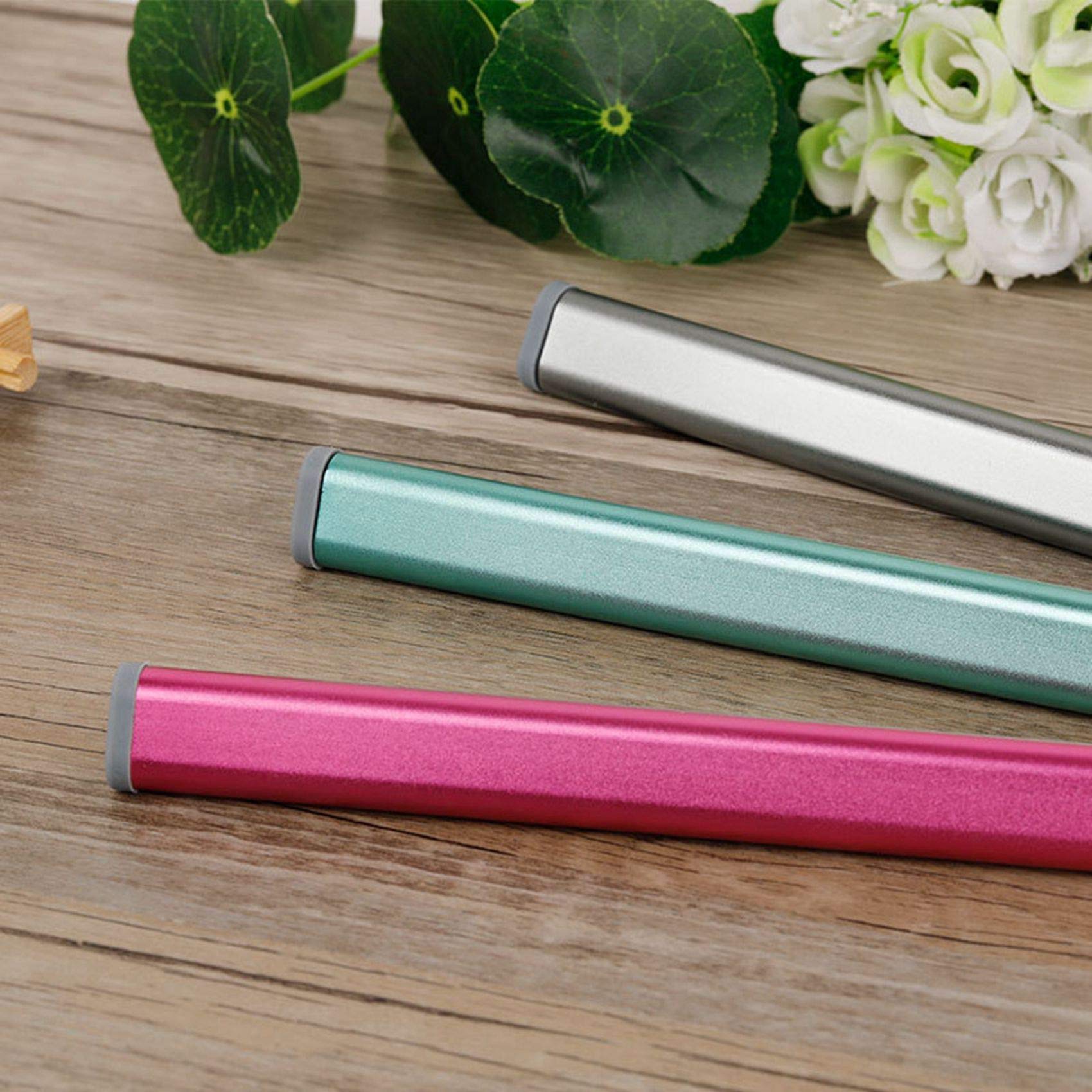 Nuhikap 2X Chopsticks Storage Tubes Aluminum Alloy Box Case for Titanium Chopsticks Storage Box Without Chopsticks Green & Gray