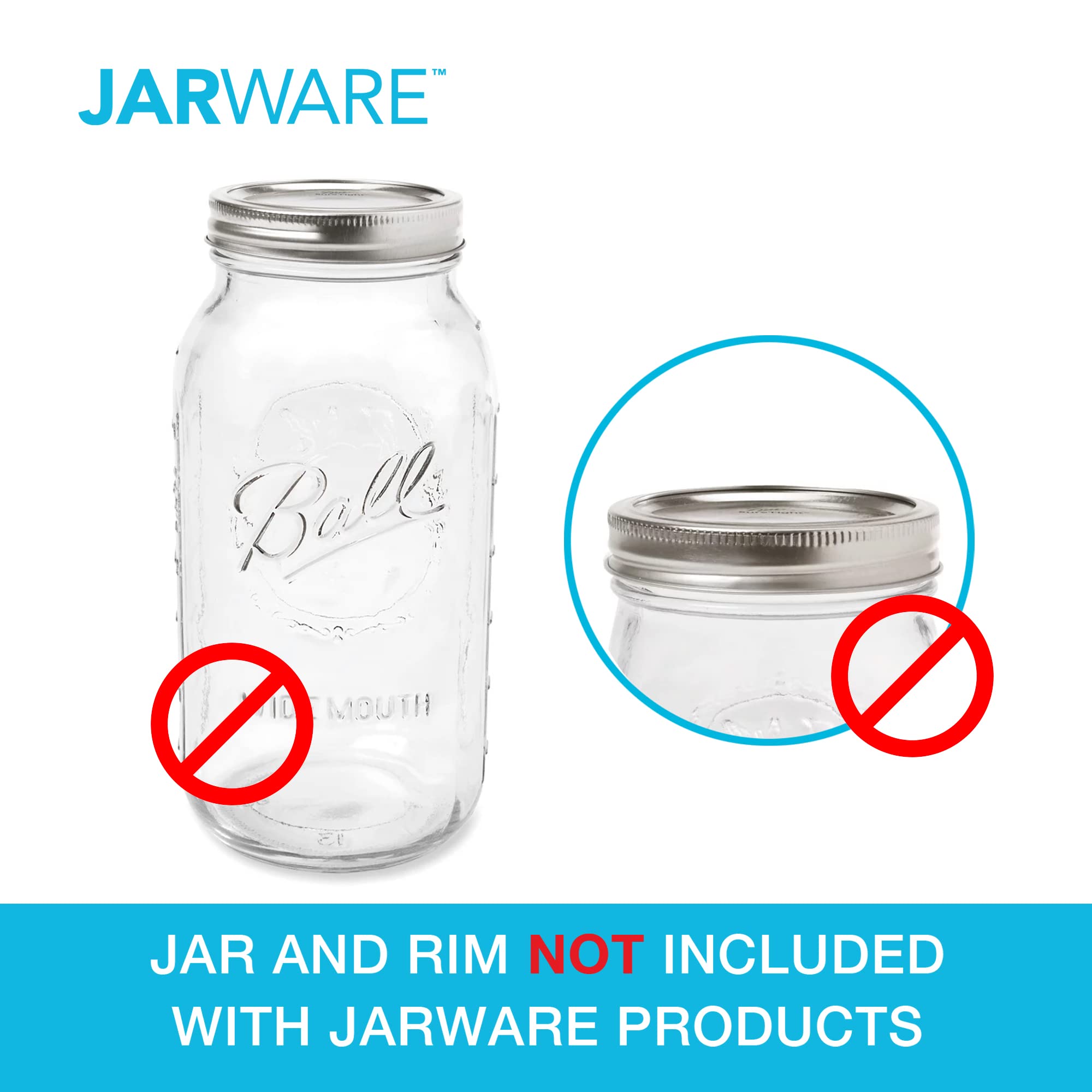 Jarware Translucent 82670 Regular Mouth Drink Lid, Set of 4, Without Straws